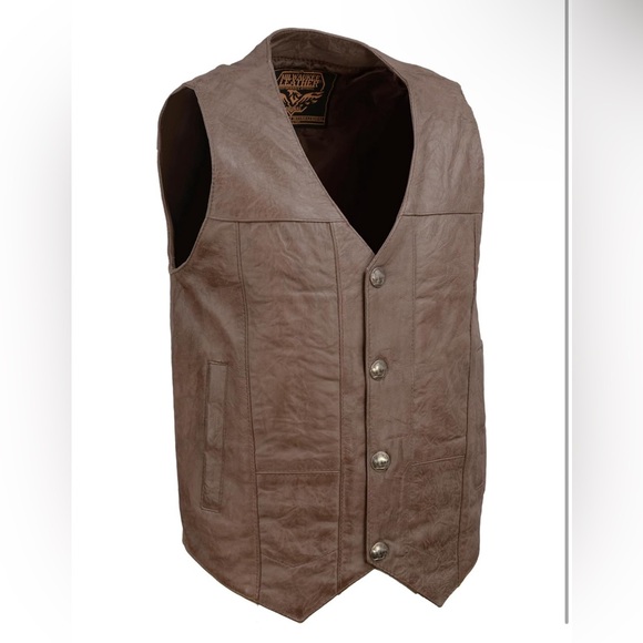 Jackets & Coats | Leather Vest Wbuffalo Snaps Interior Gun Pockets ...